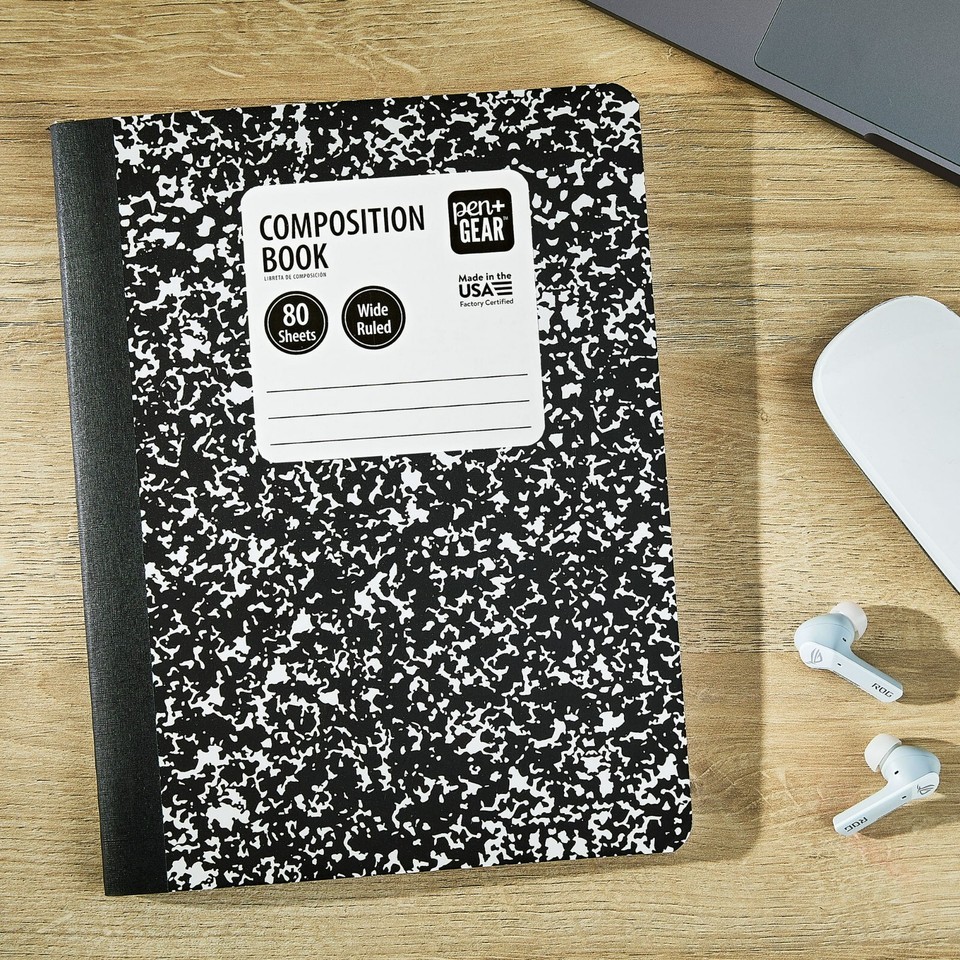 $1.25 - Pen+Gear Composition Book 80 Sheets Wide Ruled School Black and ...