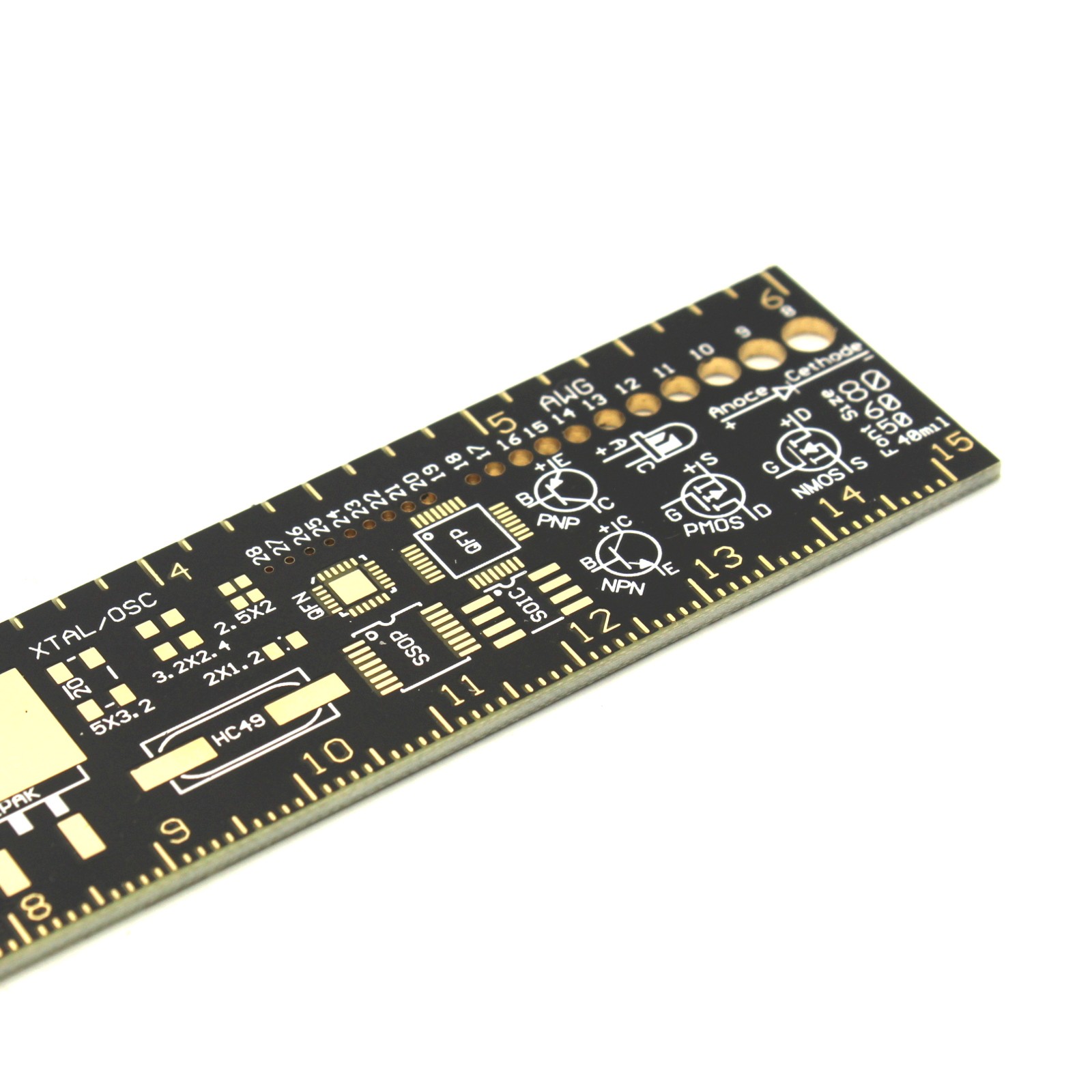 $4.99 - PCB Ruler - 6" with SMD & AWG Reference - Tinkersphere