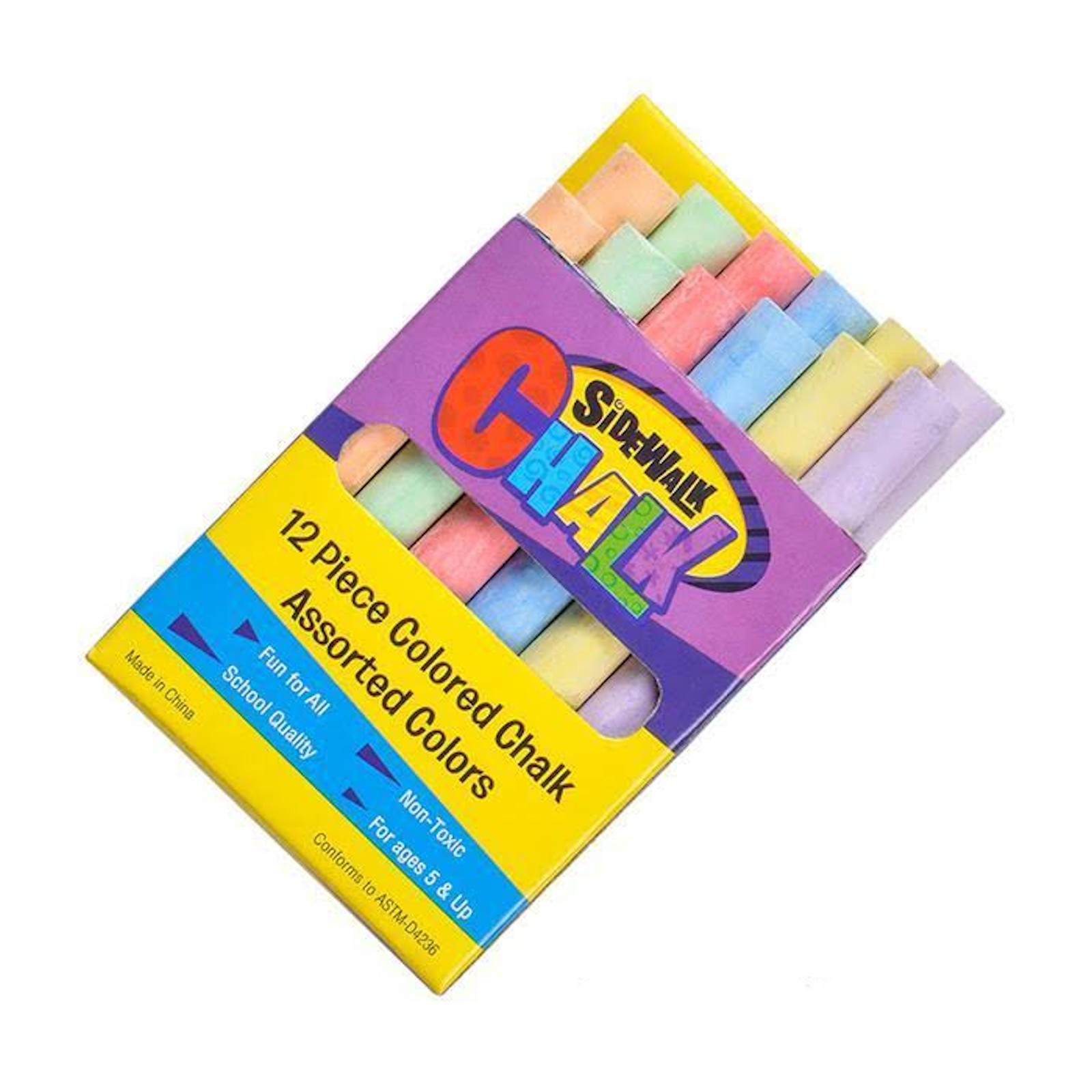 $1.30 - Colored Chalk 12 Pack Box - Tinkersphere