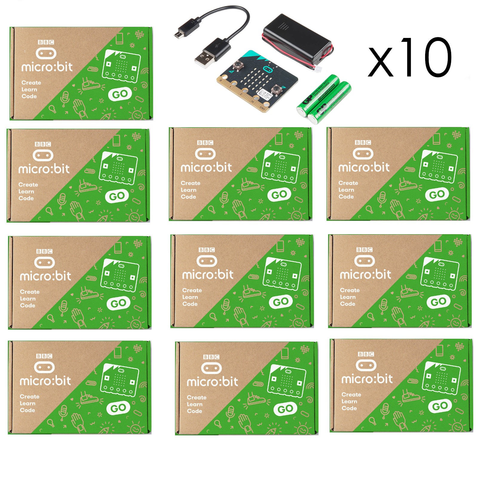 $319.50 - BBC Micro Bit V2 GO Bundle 10 Pack Bulk / Wholesale Starter ...
